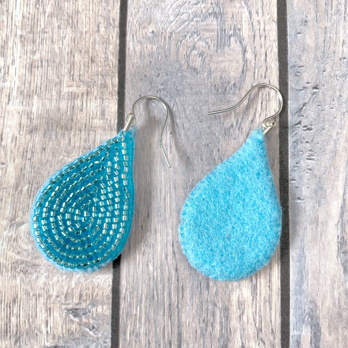Raindrop Earrings, Hand Beaded Weather-themed Jewellery, Hypoallergenic ...