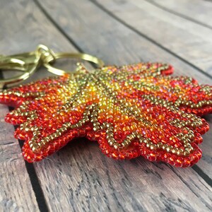 Autumn Leaf Keychain Fall Leaf Purse Charm September October - Etsy UK