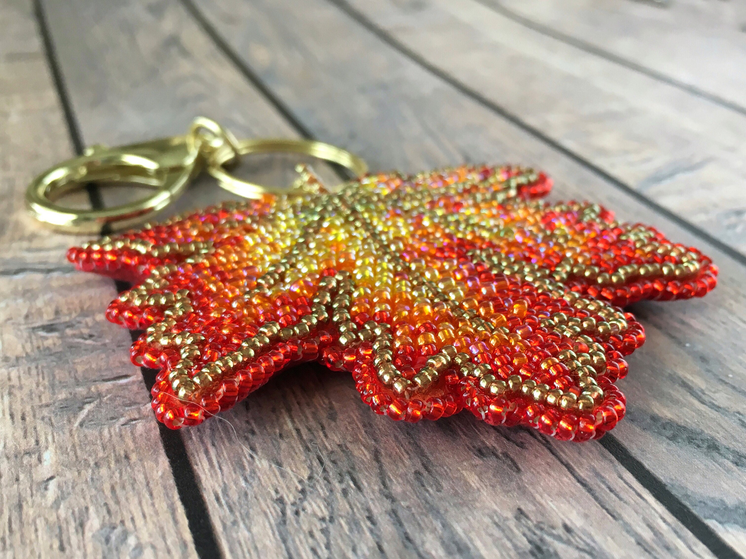 Autumn Leaf Keychain Fall Leaf Purse Charm September October - Etsy UK