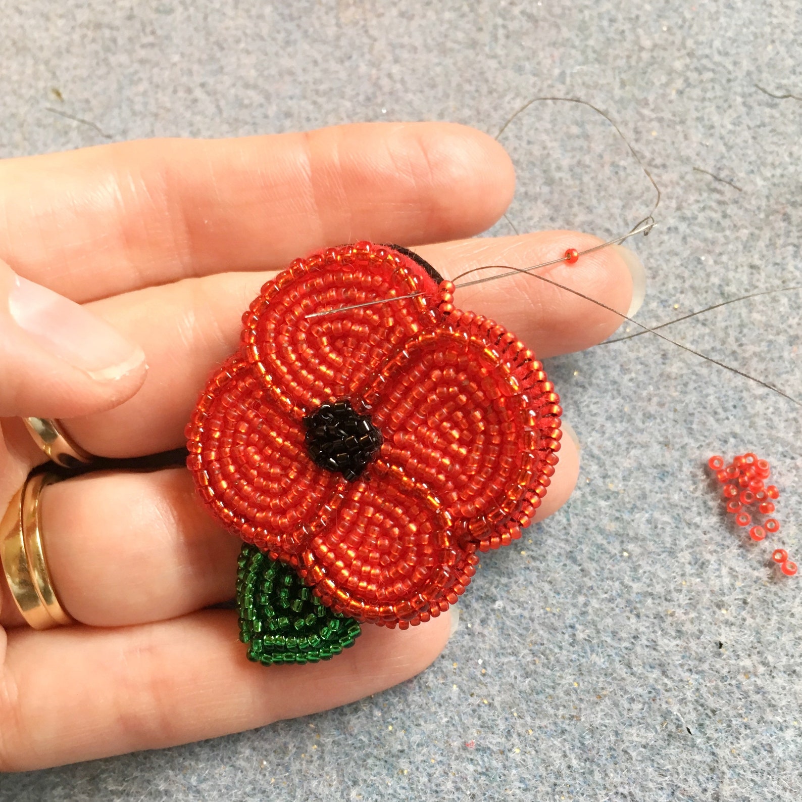 Poppy Brooch Red Beaded Flower Pin Remembrance Day Gifts | Etsy