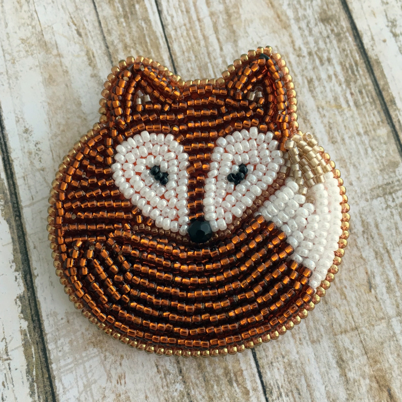 Sleeping Fox Brooch Beaded Fox Pin Cute Birthday Gift Idea - Etsy