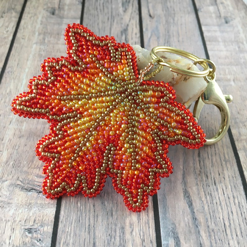 Autumn Leaf Keychain Fall Leaf Purse Charm September October - Etsy UK