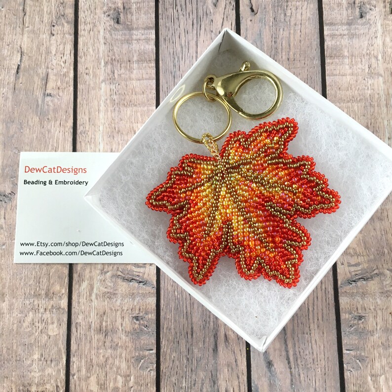 Autumn Leaf Keychain Fall Leaf Purse Charm September October | Etsy