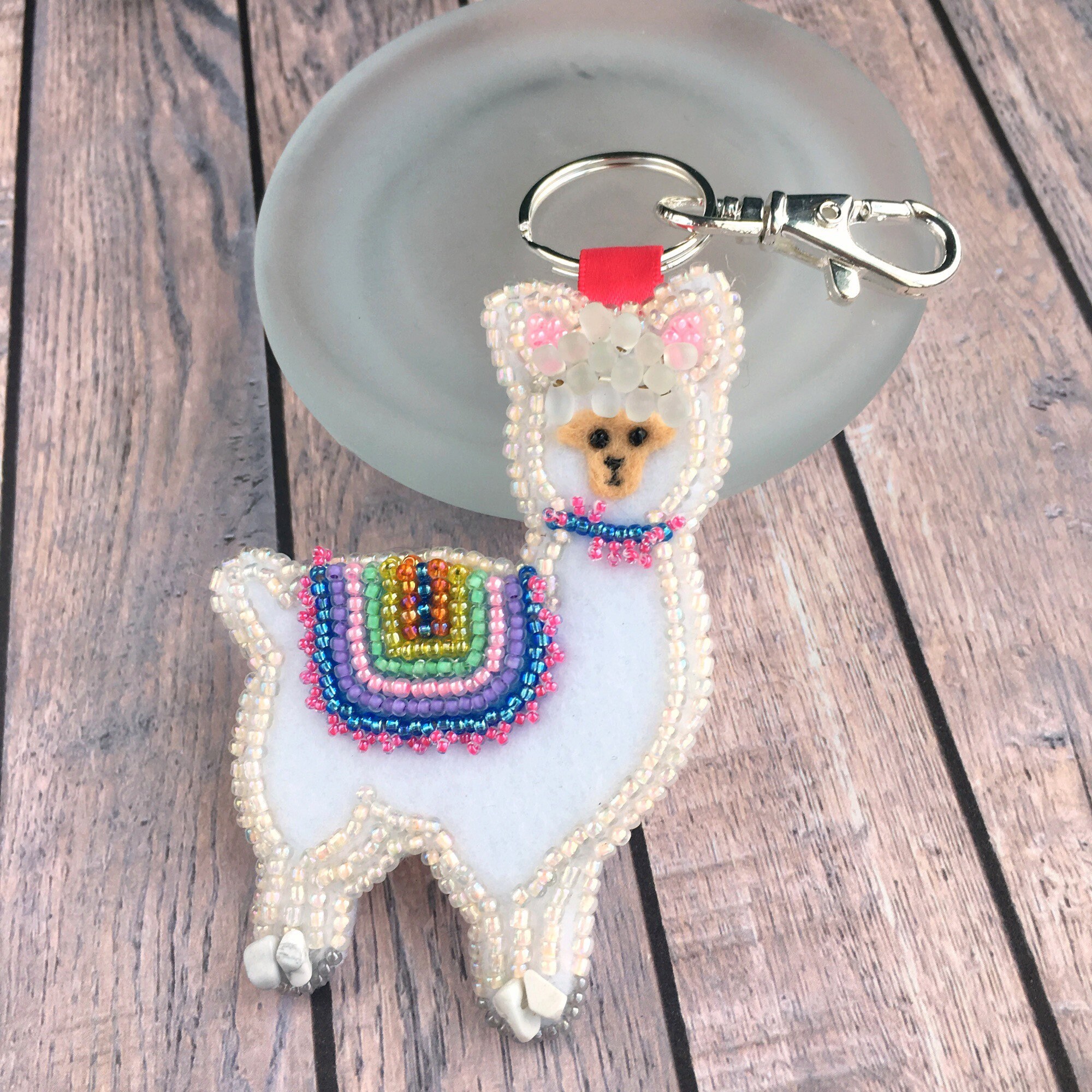 Alpaca Purse Charm Bead Embroidery Llama Keychain Soft - Etsy