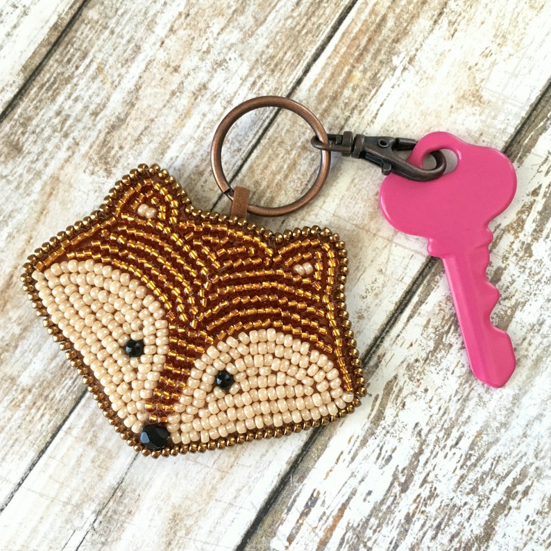 Fox Face Keychain Bead Embroidered Purse Charm Cute Gift - Etsy
