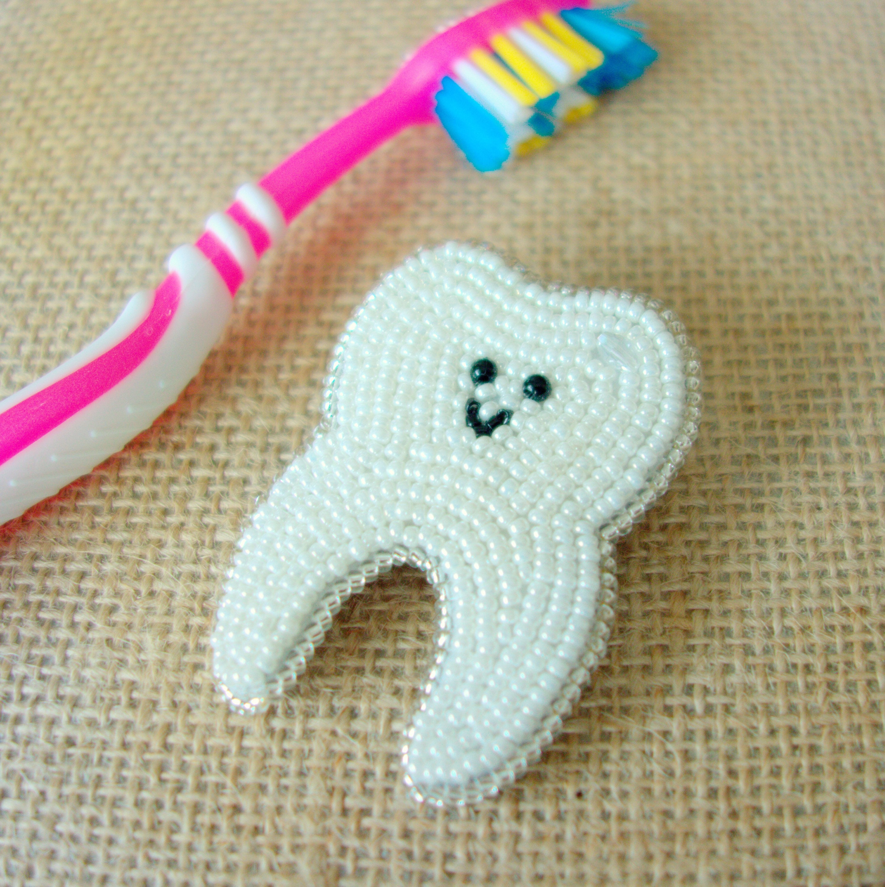 Tooth Brooch Cute Beaded Dental Pin Thank You Gift for - Etsy UK