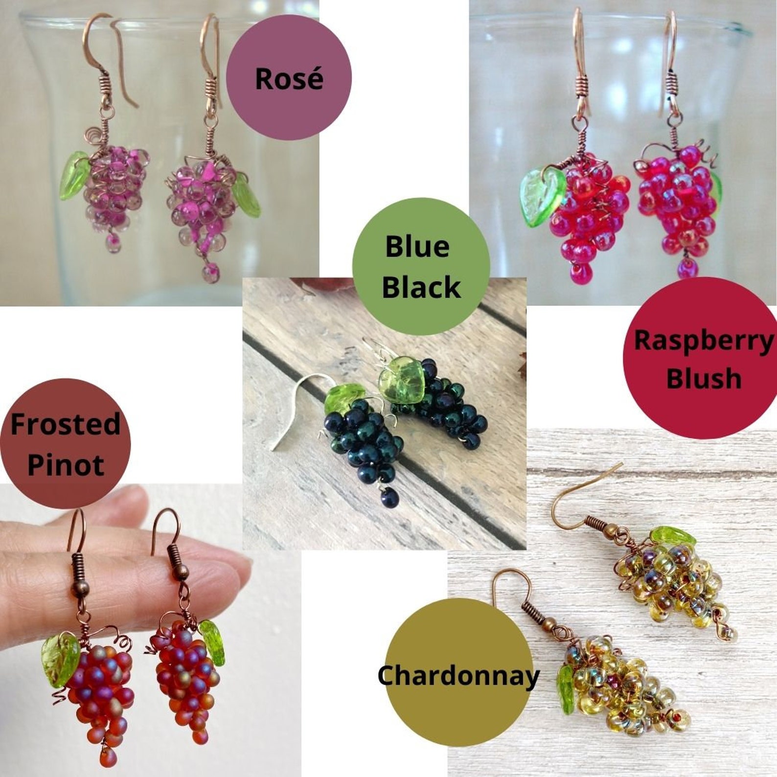 Grape Earrings, Bunch of Grapes, Grapevines, Fun Fall Jewellery, Unique ...