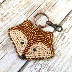 Fox Face Keychain, Bead Embroidered Purse Charm, Cute Gift Idea for ...
