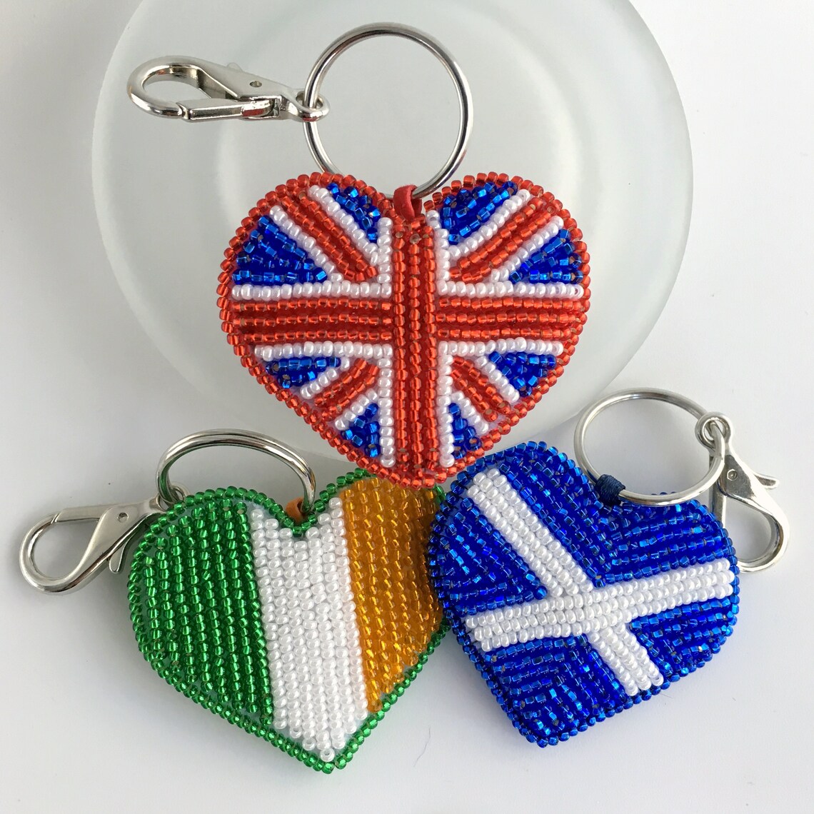 Scotland Flag Keychain, Hand Beaded St Andrews Cross, Scottish Themed ...