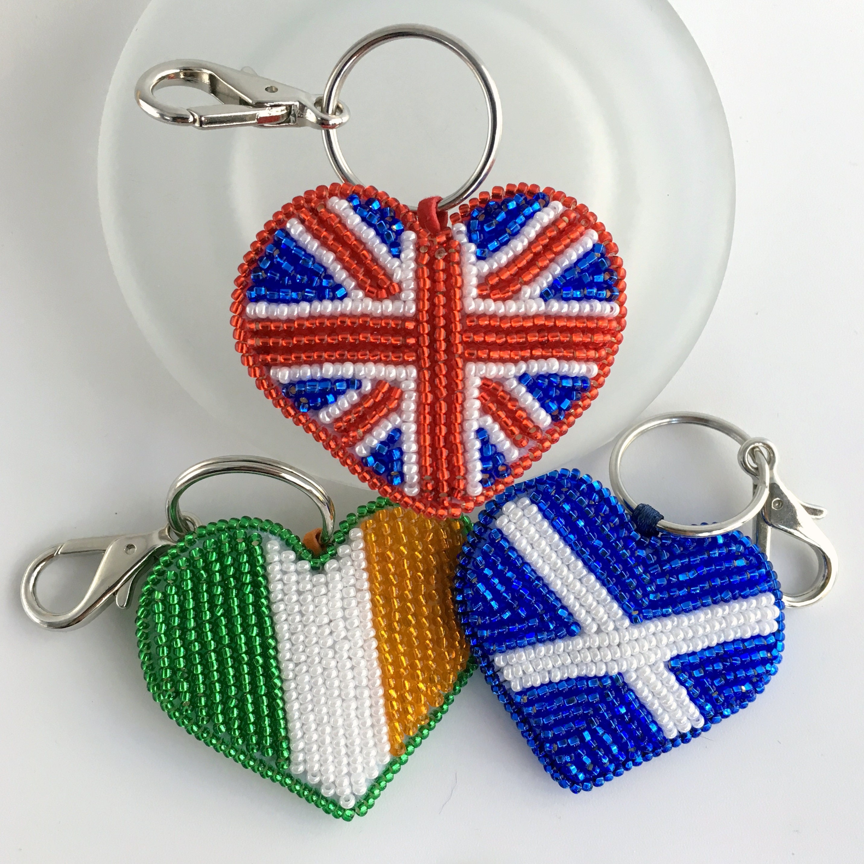 Scotland Flag Keychain, Hand Beaded St Andrews Cross, Scottish Themed ...