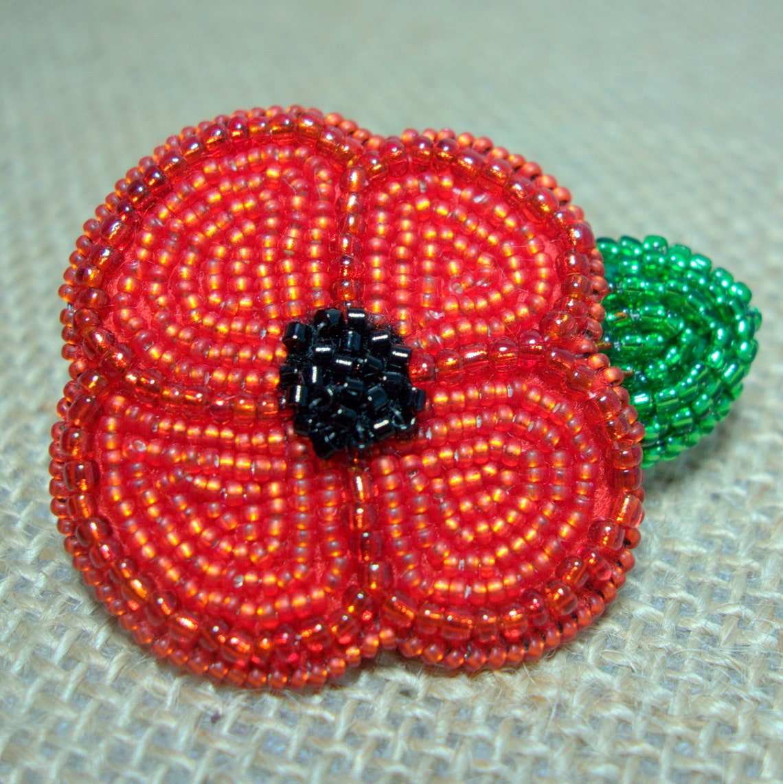 Poppy Brooch Red Beaded Flower Pin Remembrance Day Gifts | Etsy