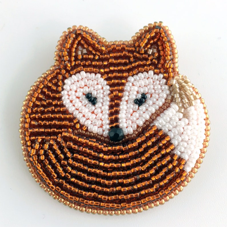 Sleeping Fox Brooch, Beaded Fox Pin, Cute Birthday Gift Idea for Fox ...