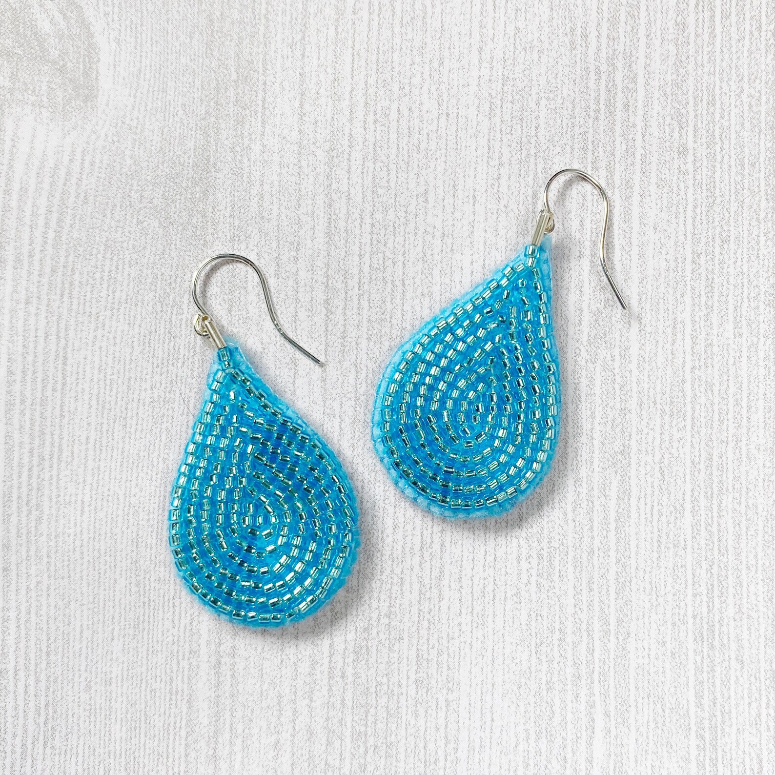 Raindrop Earrings, Hand Beaded Weather-themed Jewellery, Hypoallergenic ...
