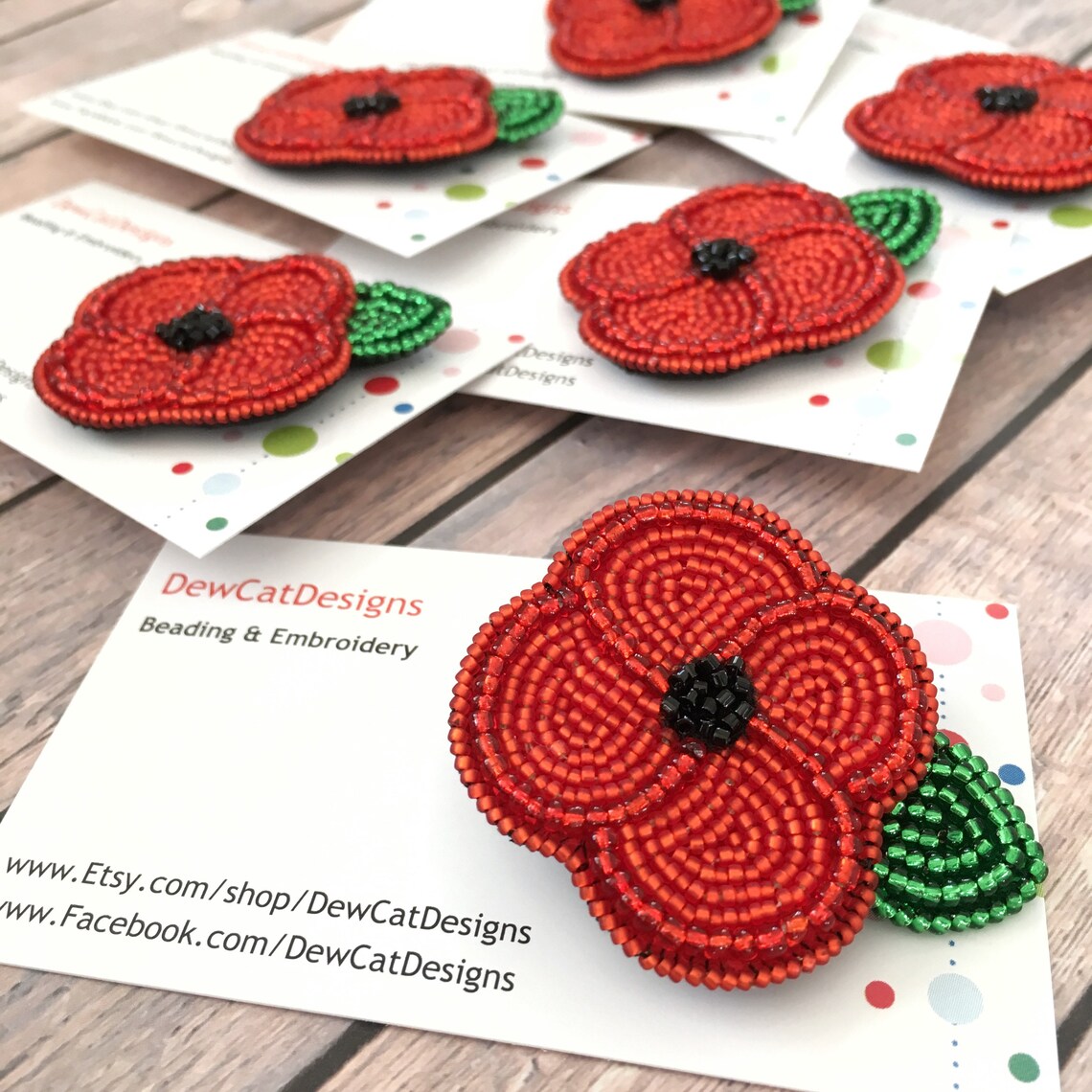 Poppy Brooch Red Beaded Flower Pin Remembrance Day Gifts | Etsy