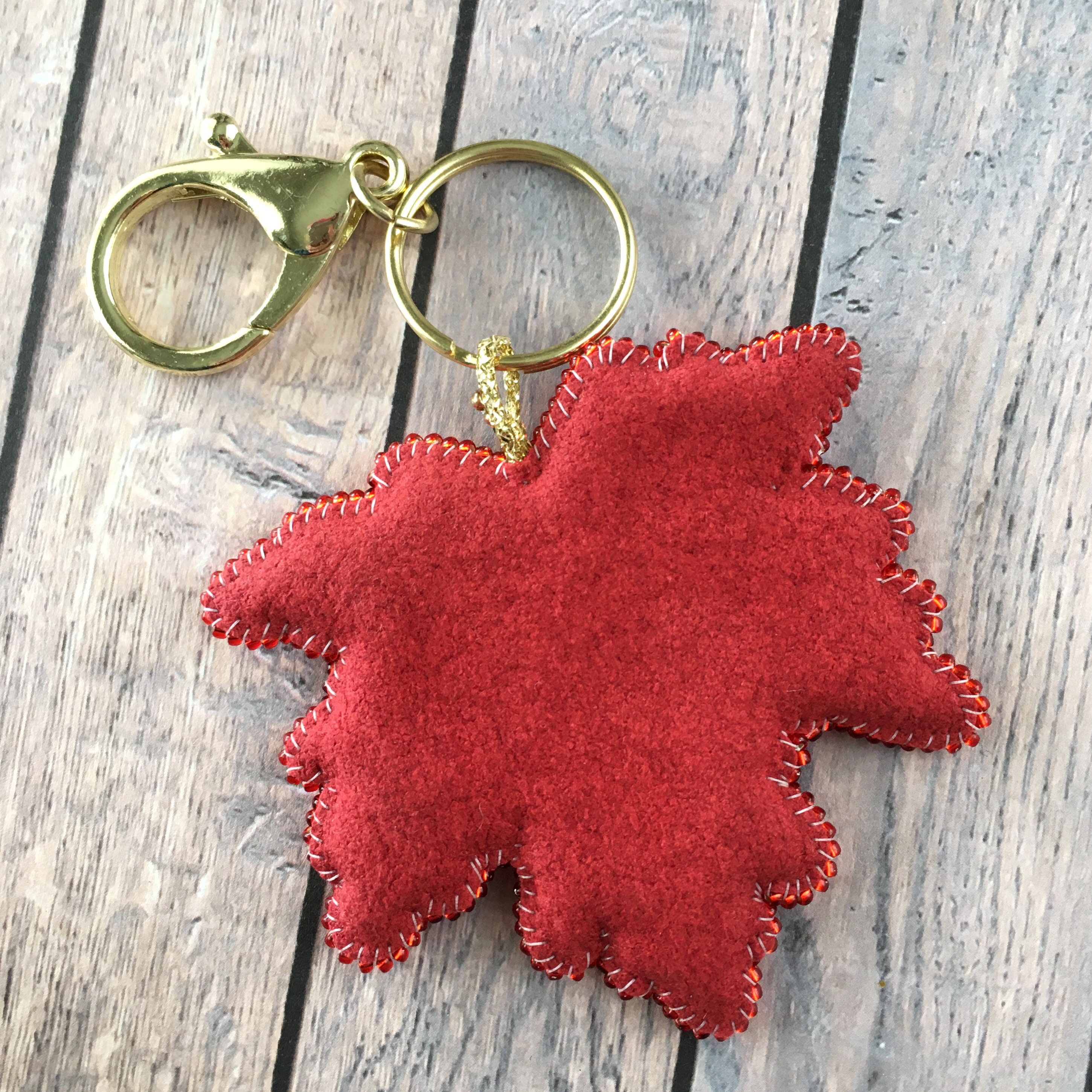 Autumn Leaf Keychain Fall Leaf Purse Charm September October - Etsy UK