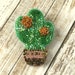 Cactus Brooch Cute Hand Beaded Cactus Plant Pin With Orange - Etsy