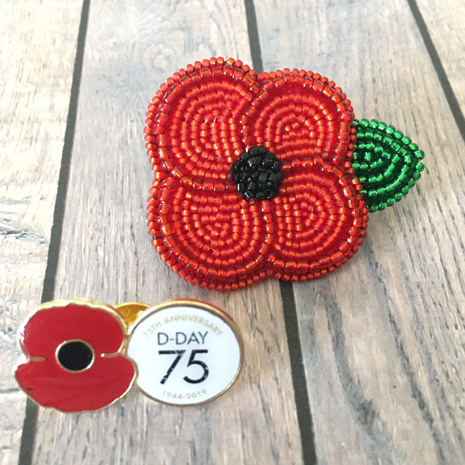 Poppy Brooch Red Beaded Flower Pin Remembrance Day Gifts - Etsy