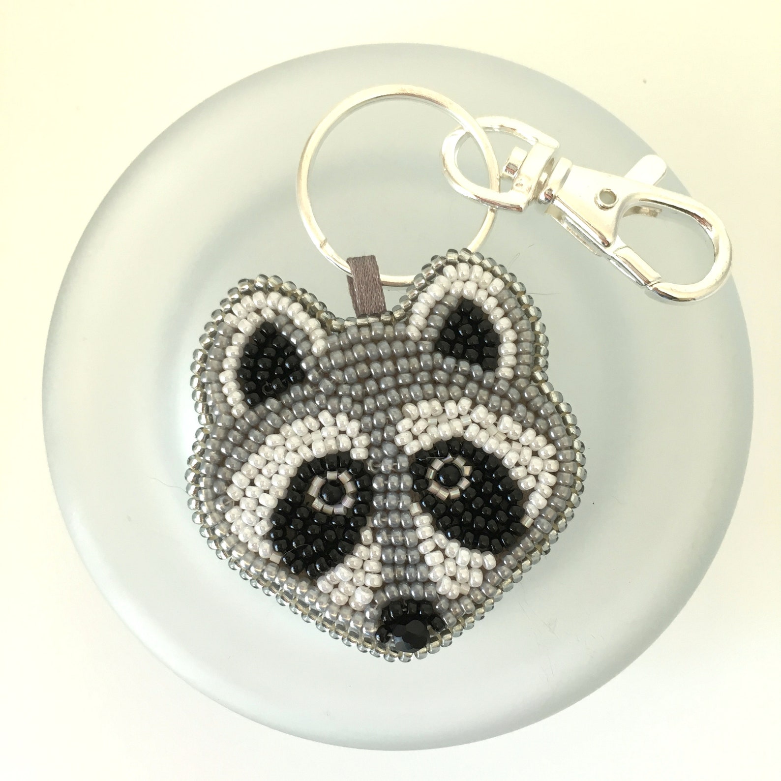 Raccoon Face Keychain Bead Embroidered Purse Charm Cute Gift - Etsy