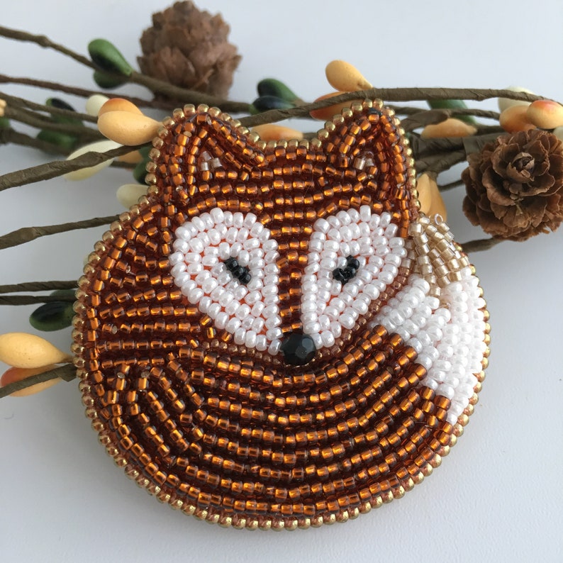 Sleeping Fox Brooch, Beaded Fox Pin, Cute Birthday Gift Idea for Fox ...