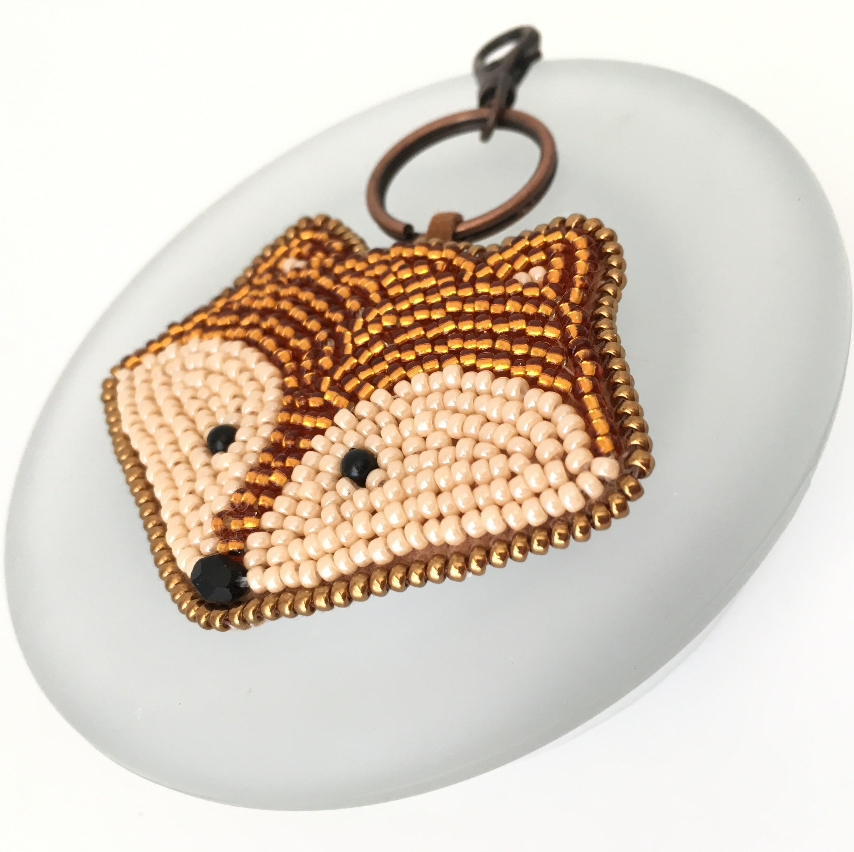 Fox Face Keychain Bead Embroidered Purse Charm Cute Gift - Etsy