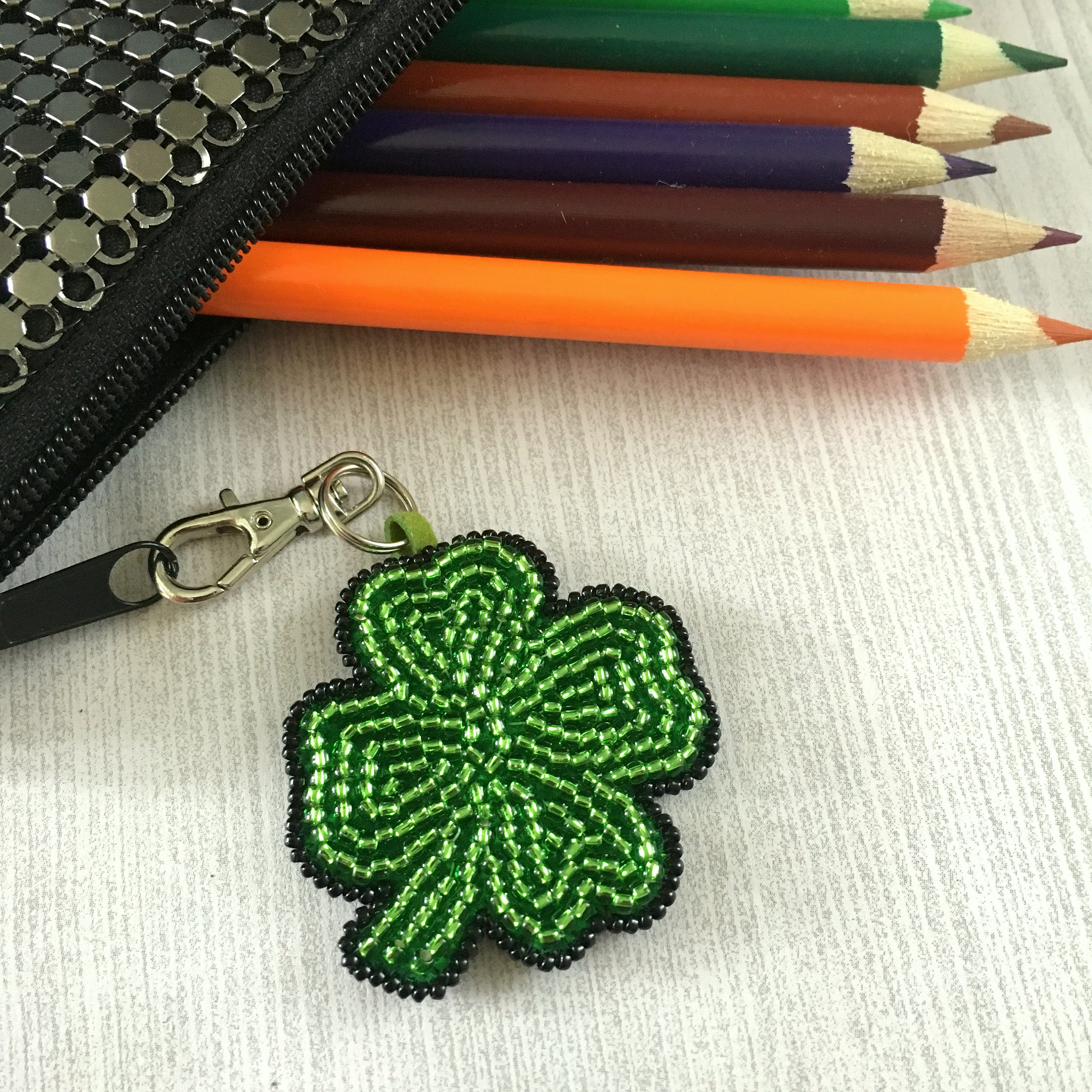 Four Leaf Clover Keychain, Emerald Green Good Luck Charm, Faith, Hope ...