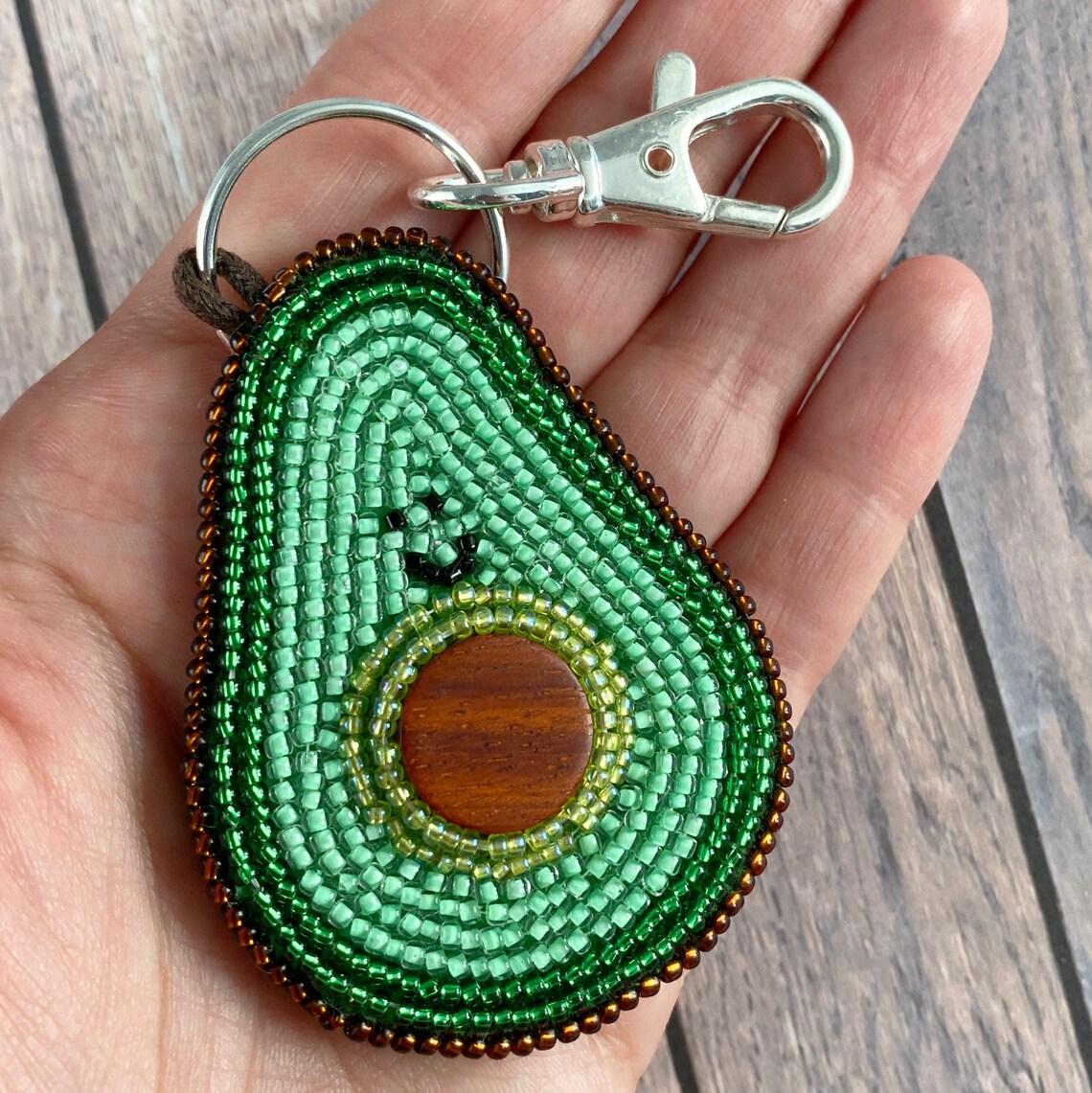 Happy Avocado Keychain, Beaded Kawaii Keyring, Vegan Veggie Gift for ...
