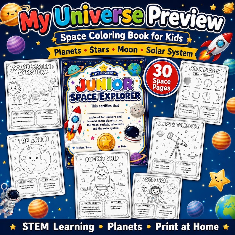 Coloring Pages Bundle Anatomy Geography Space (3 Books), Kids Learning ...