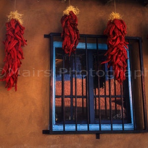 Red Chili Ristra Blue Architecture Adobe Albuquerque Old | Etsy