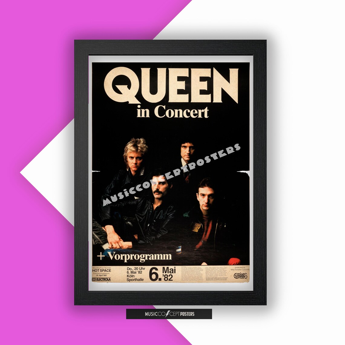 Queen Concert Poster Music Poster Freddie Mercury Pop Rock Roll Vintage ...