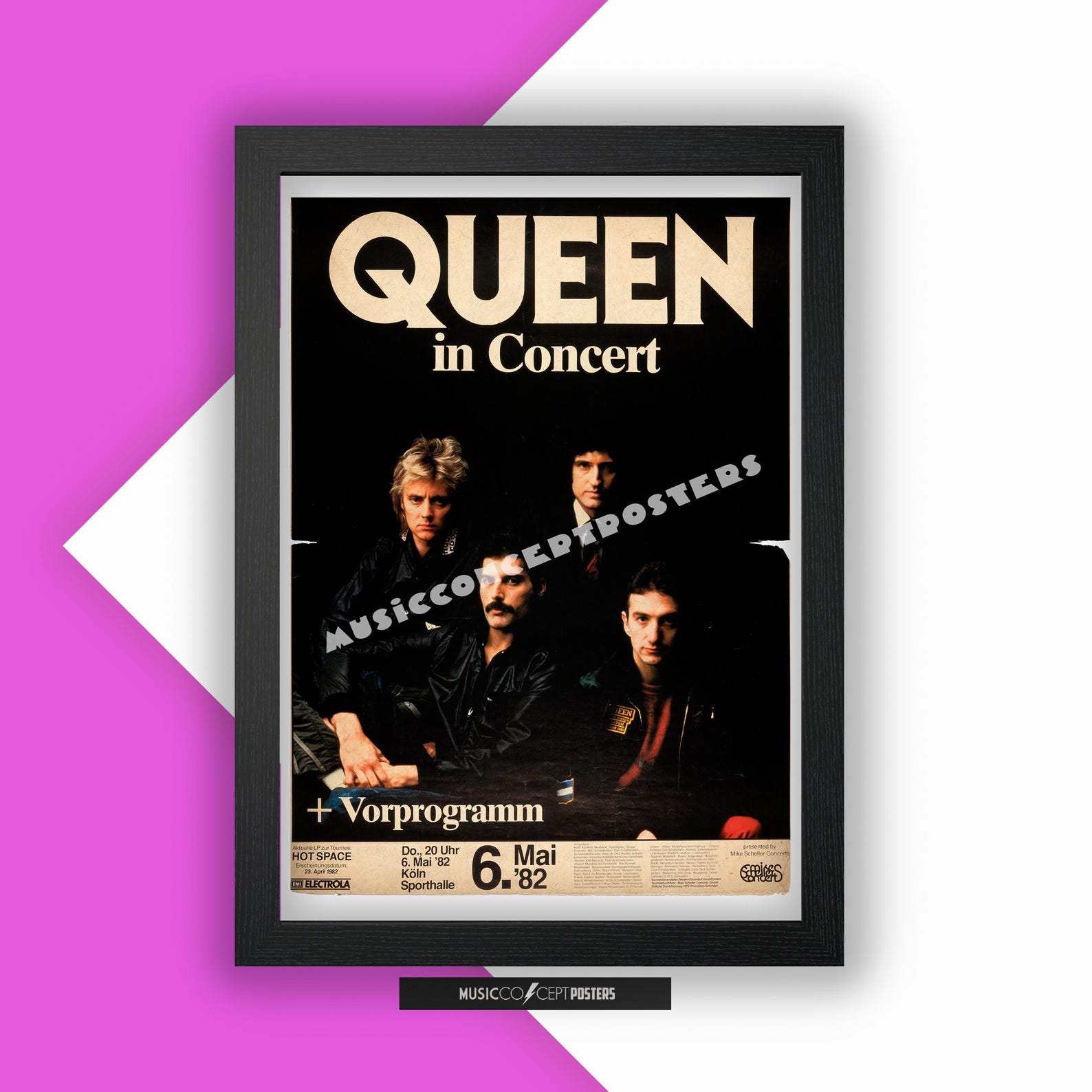 Queen Concert Poster Music Poster Freddie Mercury Pop Rock Roll Vintage ...