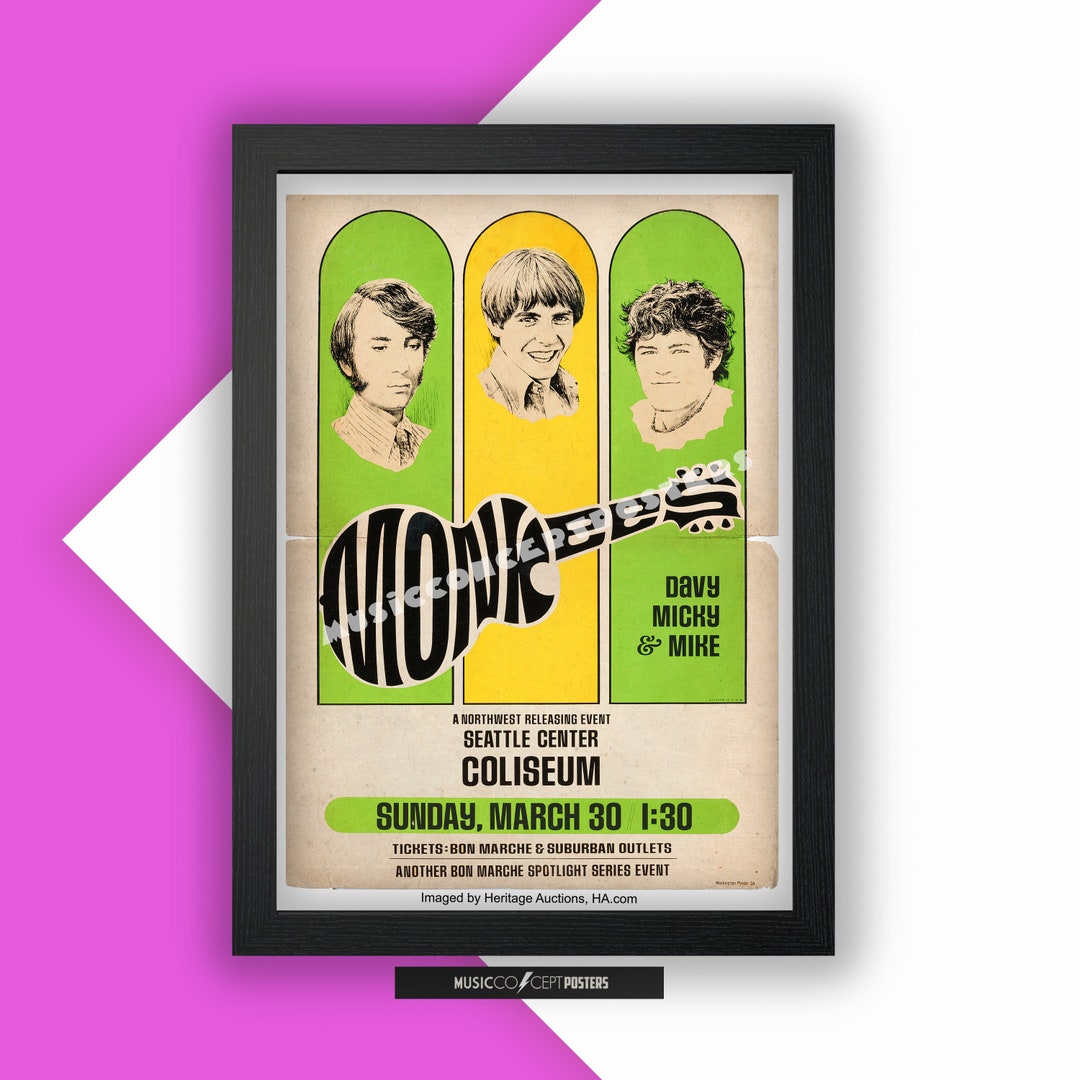 The Monkees Concert Poster - Rock Music Poster - Rock Pop Vintage Style ...