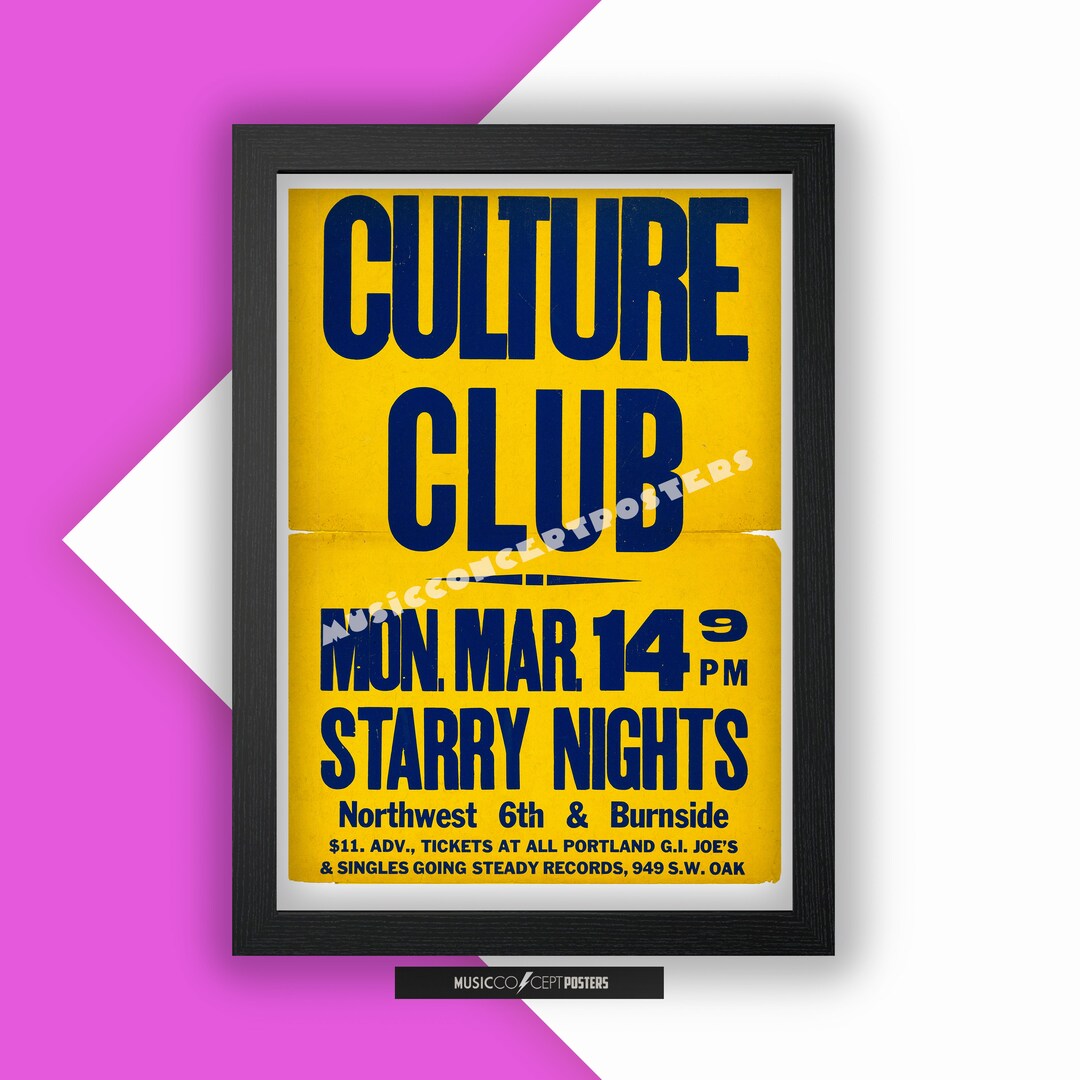 Culture Club Concert Poster Music Poster Pop Rock New Wave Vintage ...