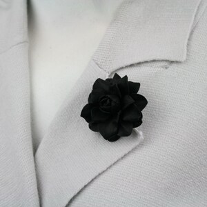 Black Leather Rose Flower Men's Lapel Pin. Rose Flower Brooch. Flower ...