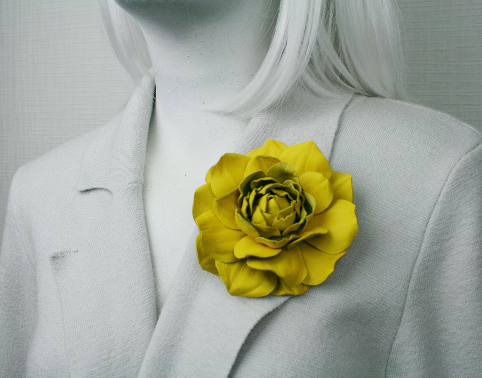 Yellow Leather Rose Flower Brooch Leather Rose Pin Yellow | Etsy