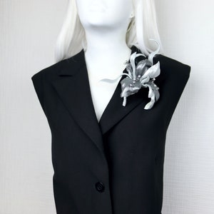 Metallic Leather Iris Flower Brooch/hairclip, Real Leather Pin, Floral ...