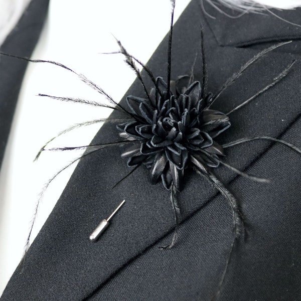 Black Flower Pin for Lapel Men - Etsy