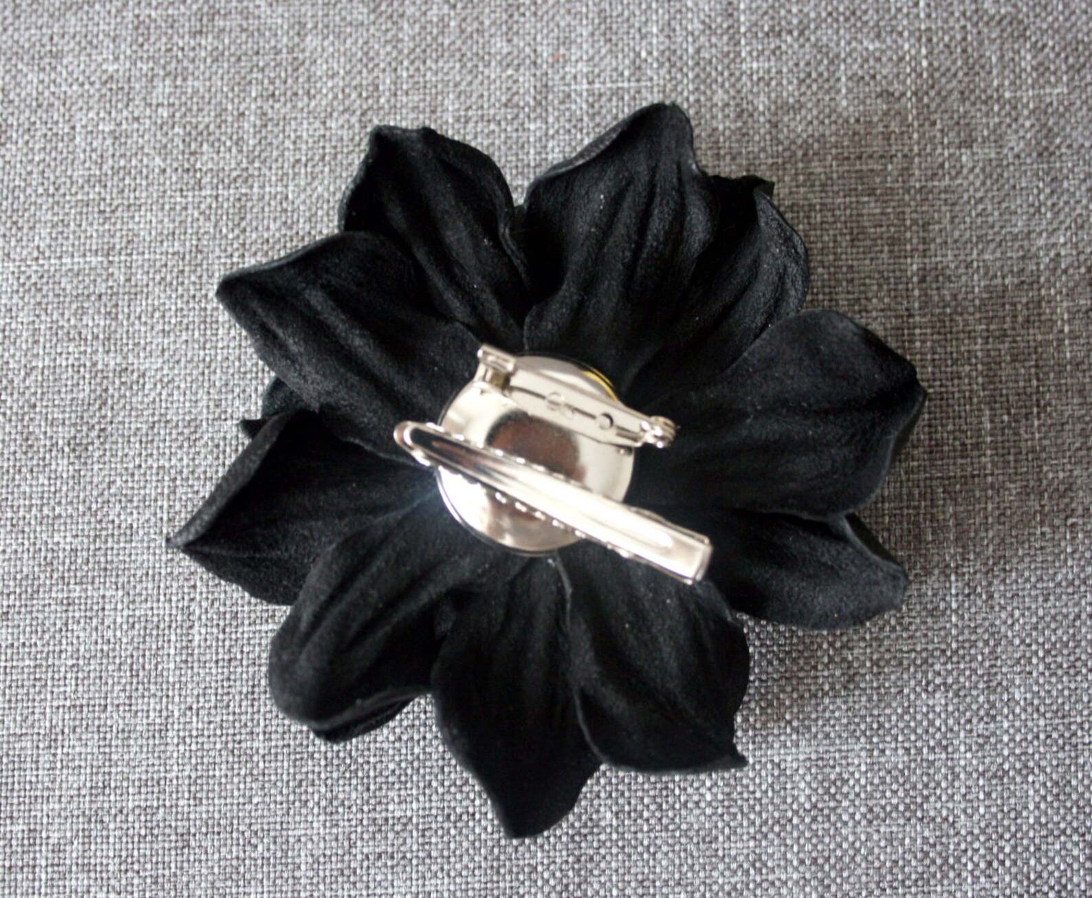 Black Leather Rose Flower Brooch - Etsy
