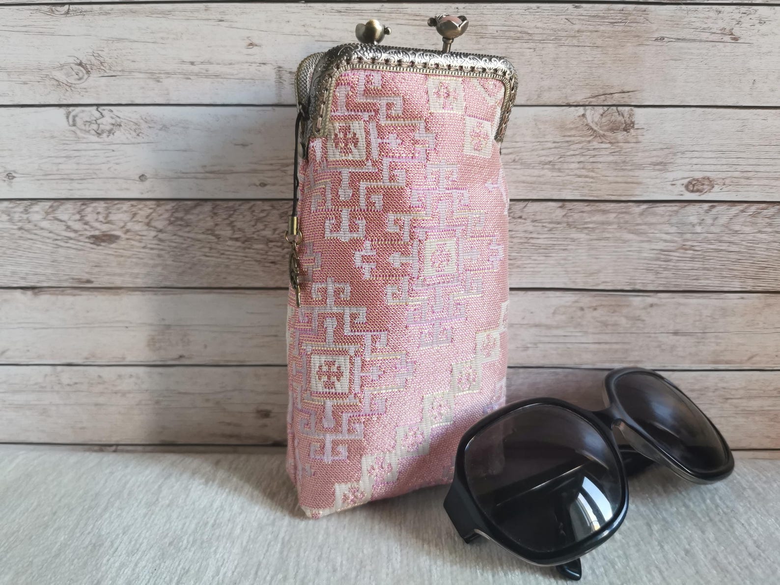Eyeglass Case, Kiss Lock Sunglass Case, Vintage Eyeglass Pouch, Kiss ...