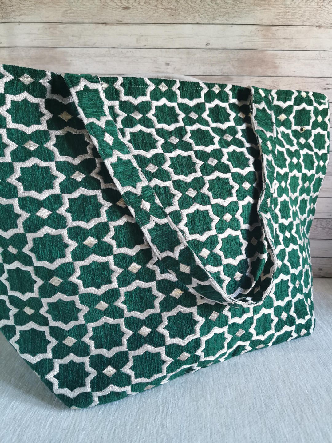 Tote Bag, Handmade Shoulder Bag, Fabric Large Bag, Button Closure Bag ...