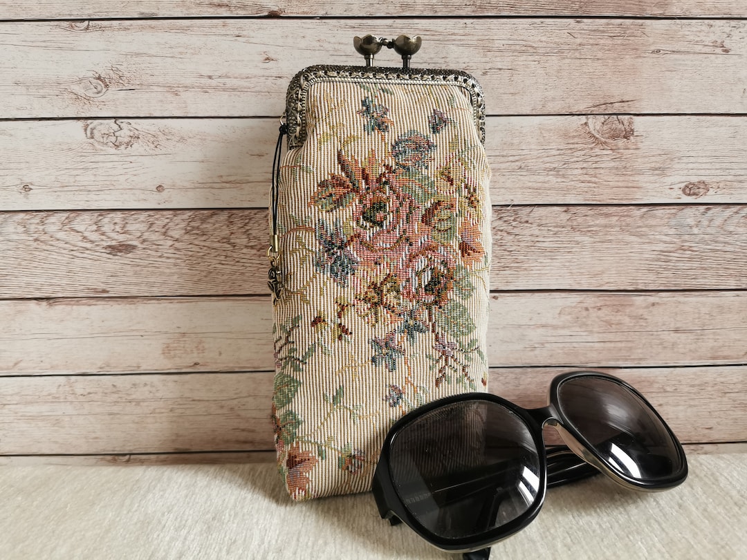 Flowers Eyeglass Case, Vintage Style Sunglass Case, Protector Glasses ...