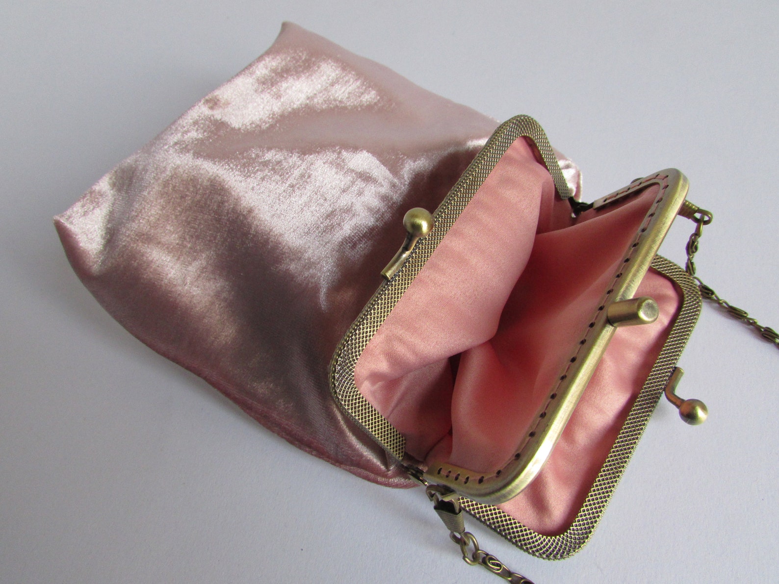 Metallic Pink Wedding Purse Kiss Clasp Princess Crossbody - Etsy