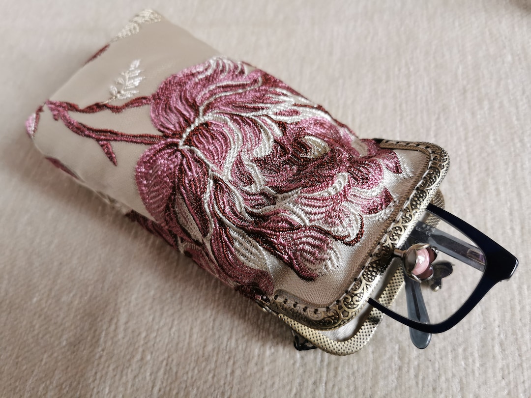 Flowers Eyeglass Case, Fabric Kiss Clasp Sunglass Case, Kiss Lock ...