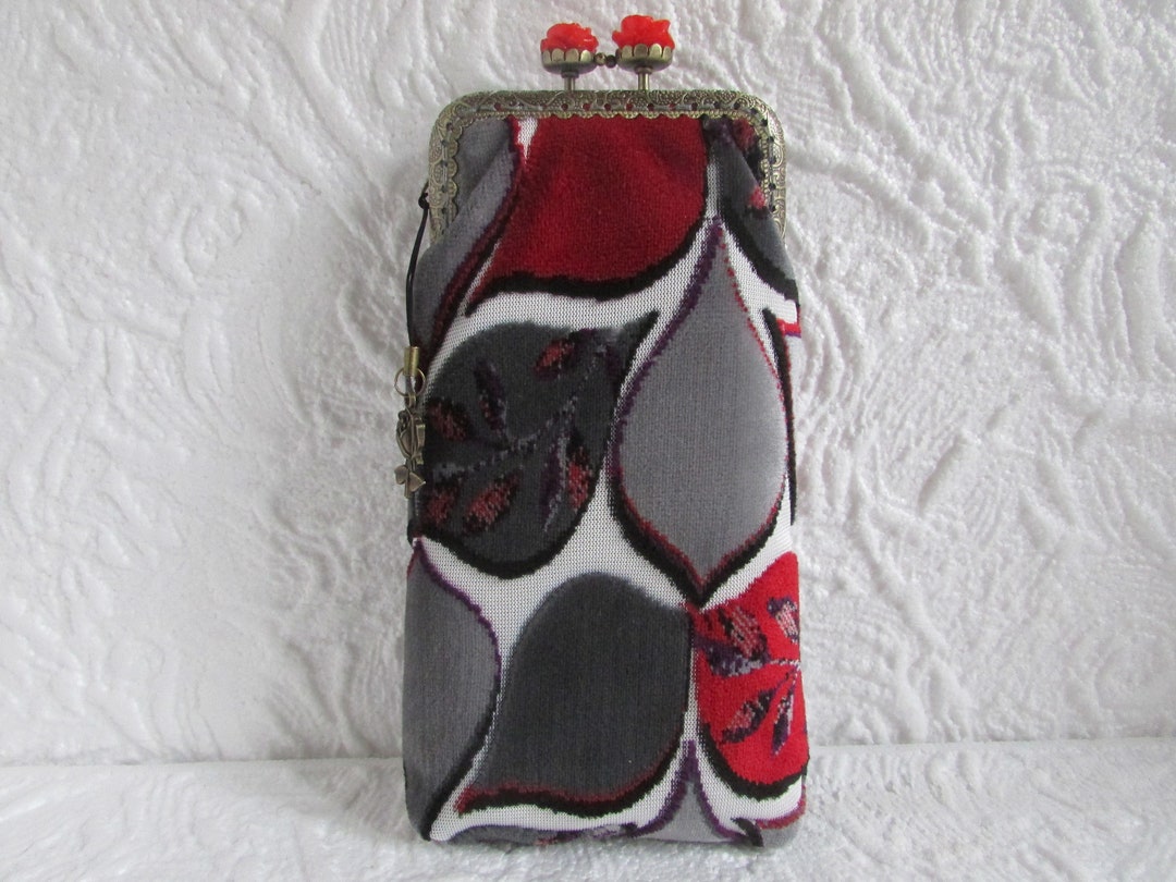 Eyeglass Case, Kiss Lock Sunglass Case, Kiss Clasp Red Rose Glasses ...