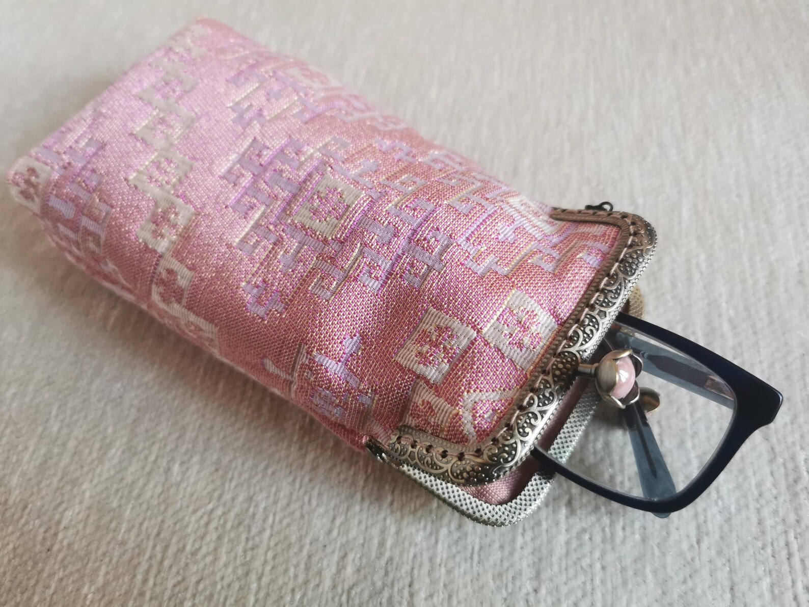 Eyeglass Case, Kiss Lock Sunglass Case, Vintage Eyeglass Pouch, Kiss ...