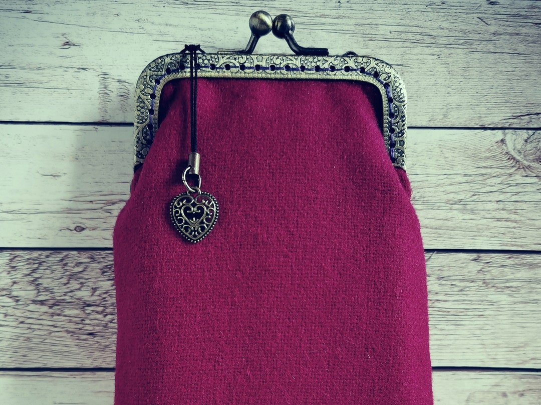 Berry Color Eyeglass Case, Sunglass Case, Kiss Lock Glasses Case ...