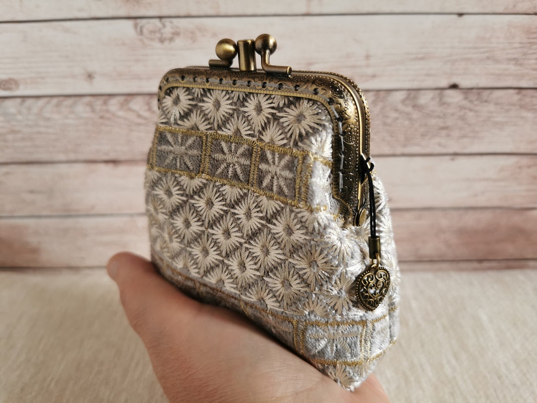 Double Kisslock Coin Purse, Kiss Lock Coin Purse, Double Pockets Wallet ...