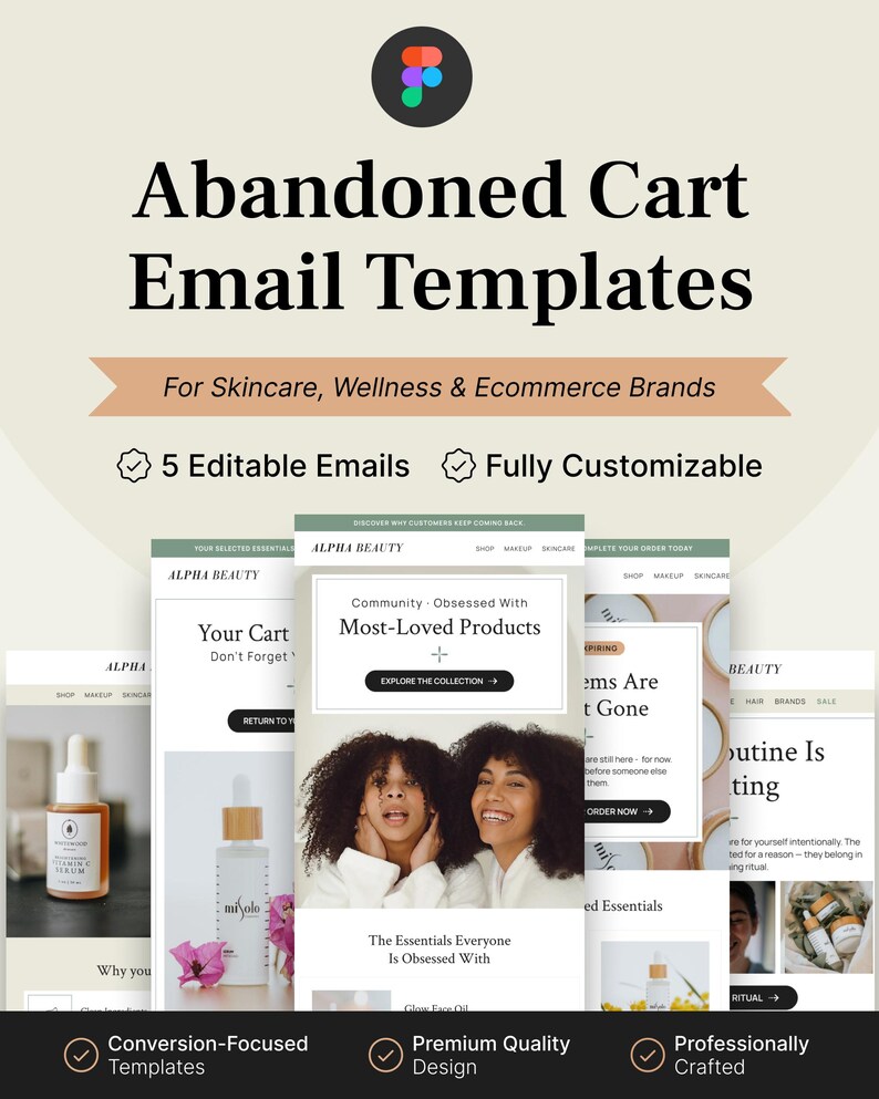 Abandoned Cart Email Templates Figma | Cart Recovery Email Flow ...