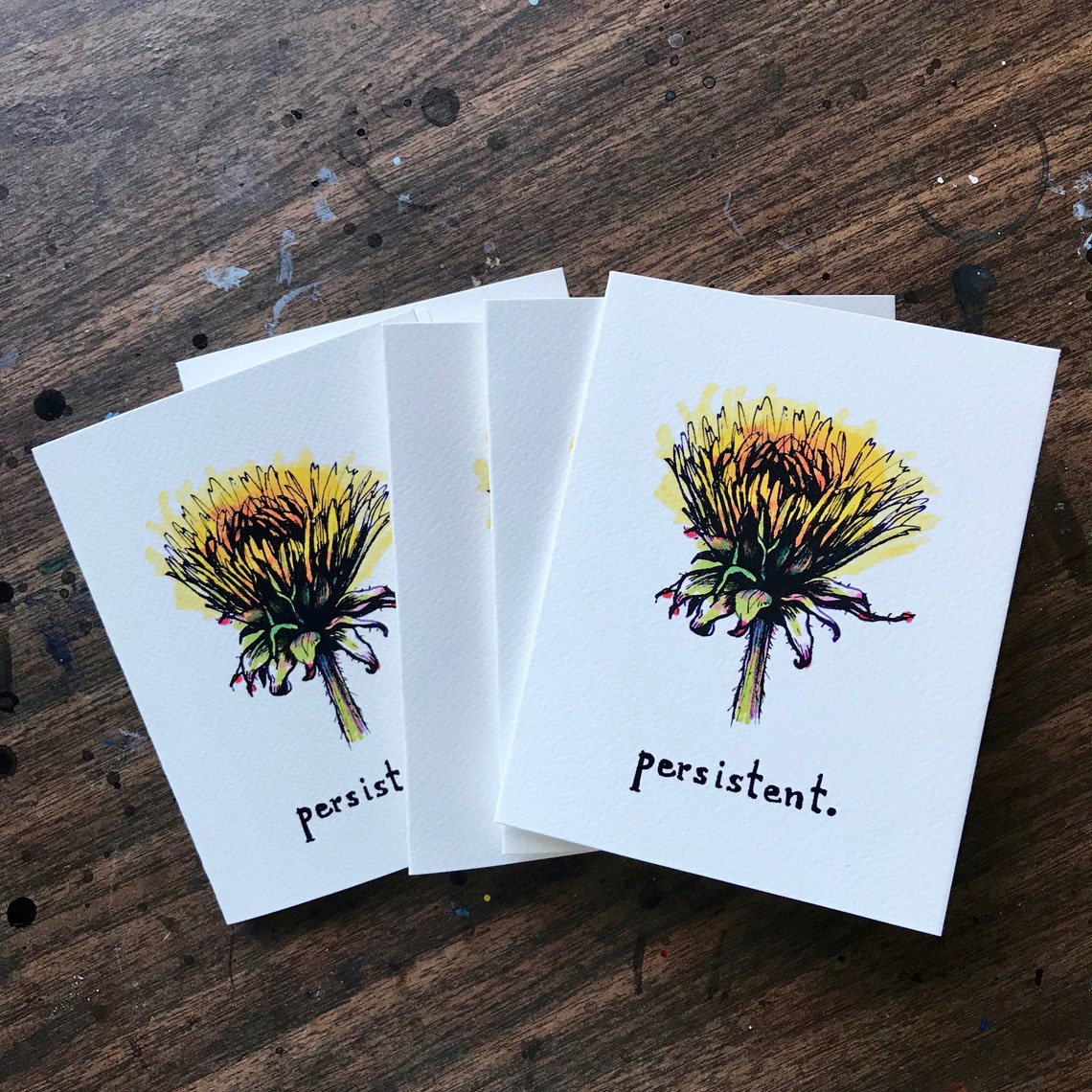 Dandelion Art Print persistent, Dandelion Drawing, Motivational Art ...