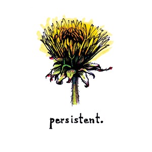 Dandelion Art Print persistent, Dandelion Drawing, Motivational Art ...