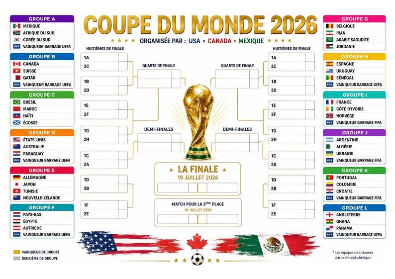 2026 World Cup Bracket | Groups A-L, Knockout Stage (instant Download ...